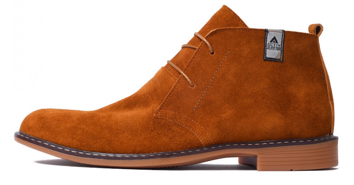 Smokey Caramel Brown Chamois Half Boots