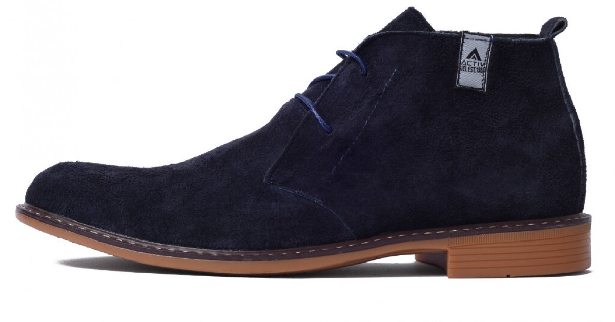 Smokey Navy Blue Chamois Half Boots
